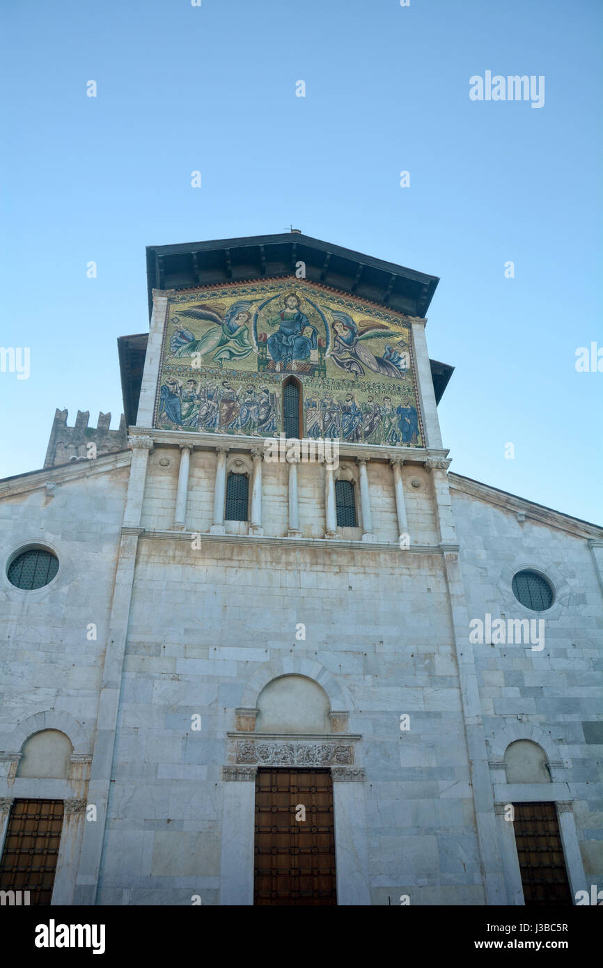 Romanesque church from 12. Cent. with a mosaic in the upper facade ...