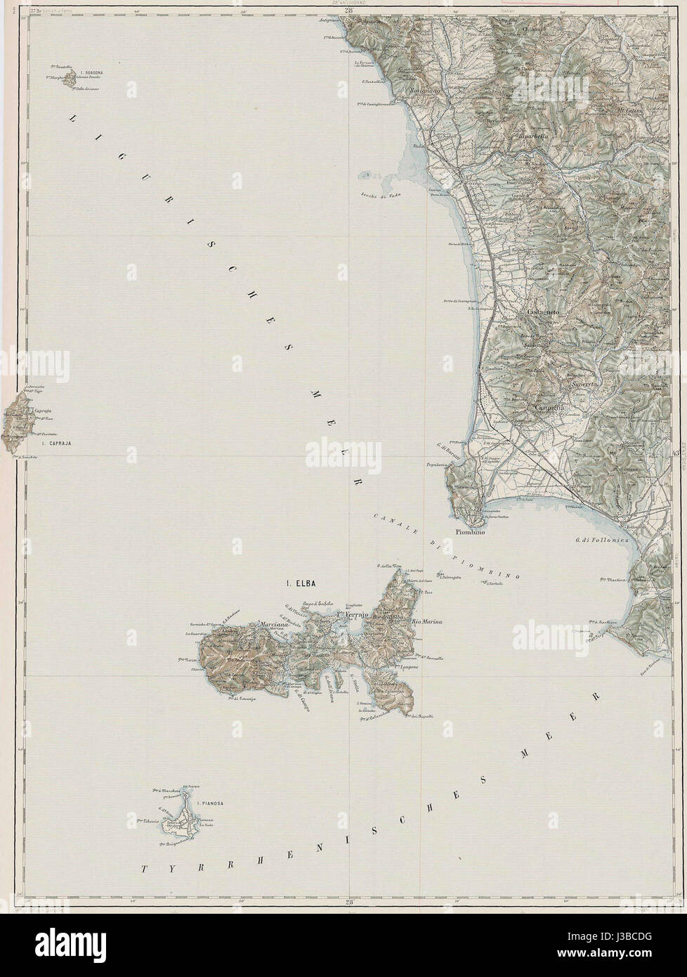 Vintage elba map hi-res stock photography and images - Alamy
