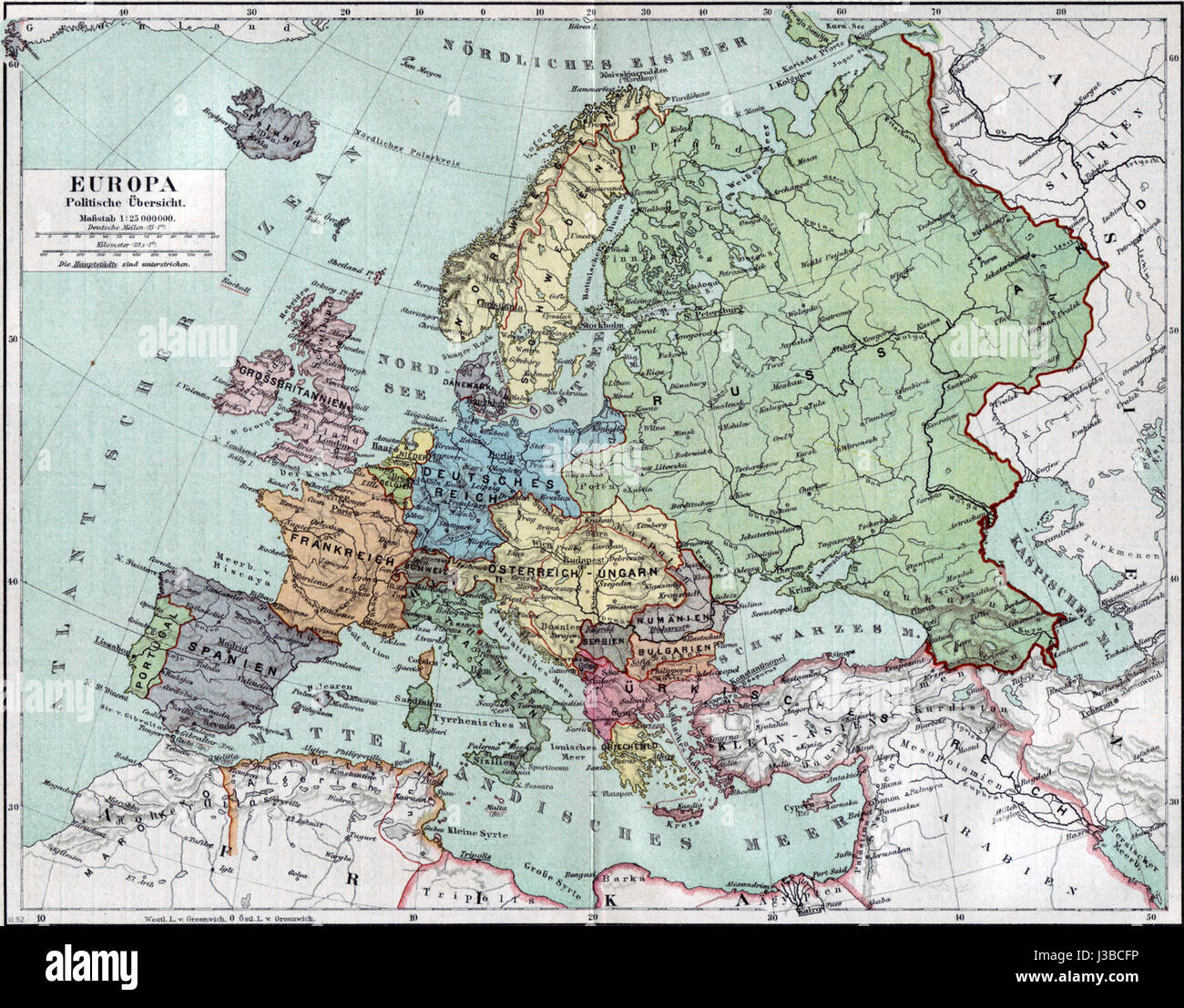 Europa map 1890 hi-res stock photography and images - Alamy