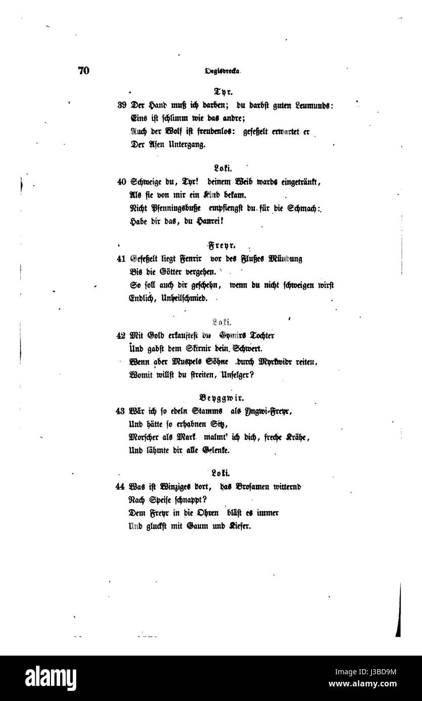 A page from 'Die Edda,' an important text in Norse mythology and poetry ...
