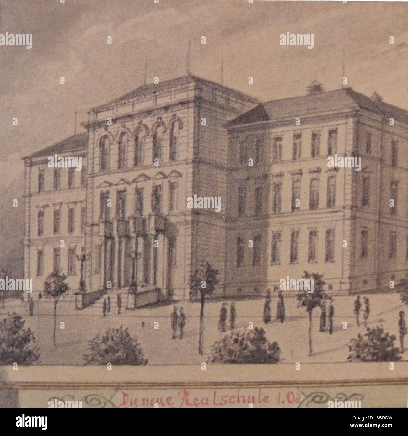 Die Neue Realschule um 1884 Stock Photo - Alamy