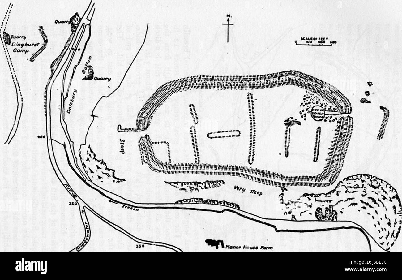 The Dolebury Camp map provides a detailed geographical representation ...