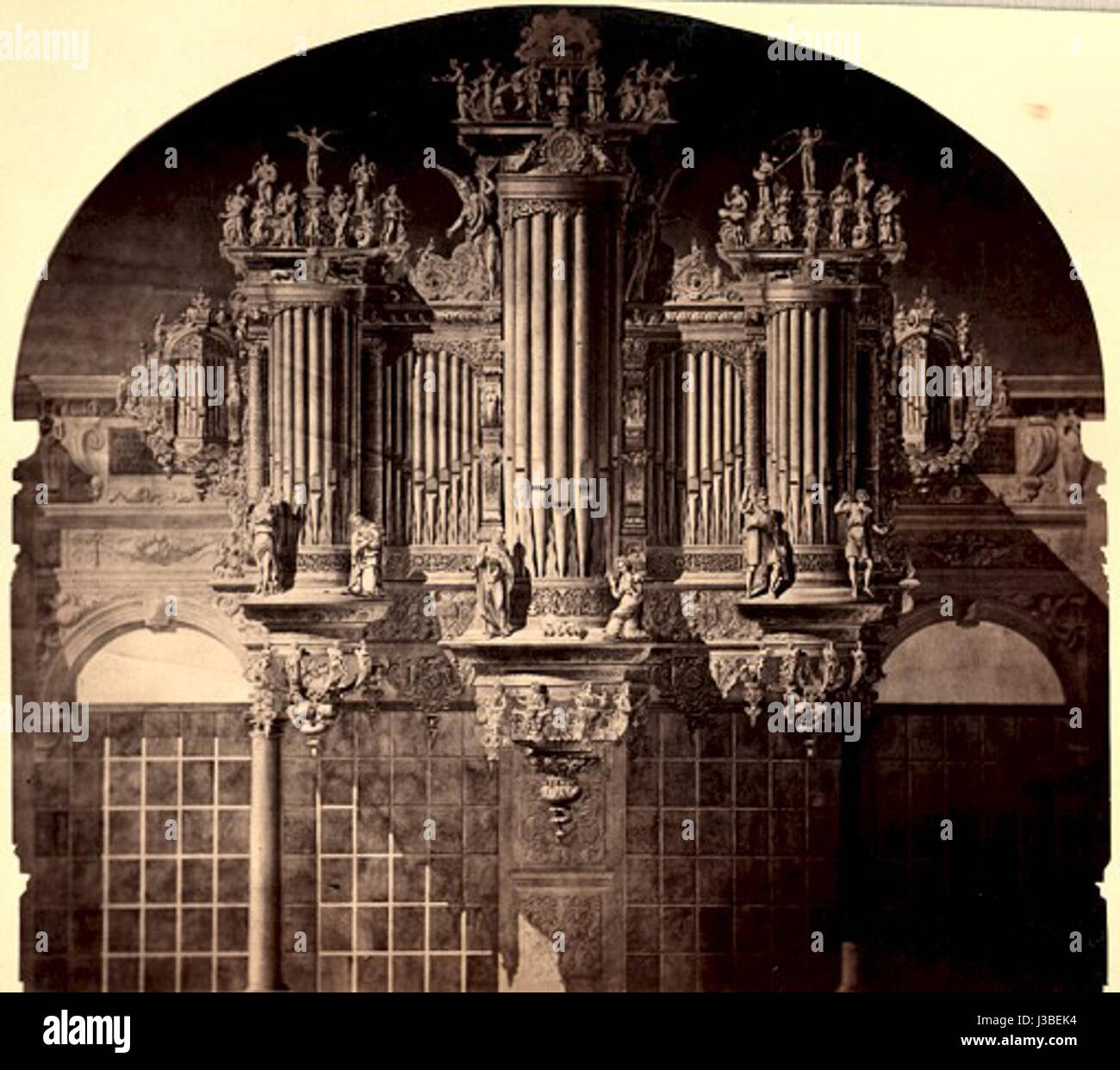 A drawing depicting the organ facade at Frederiksborg, a Renaissance ...