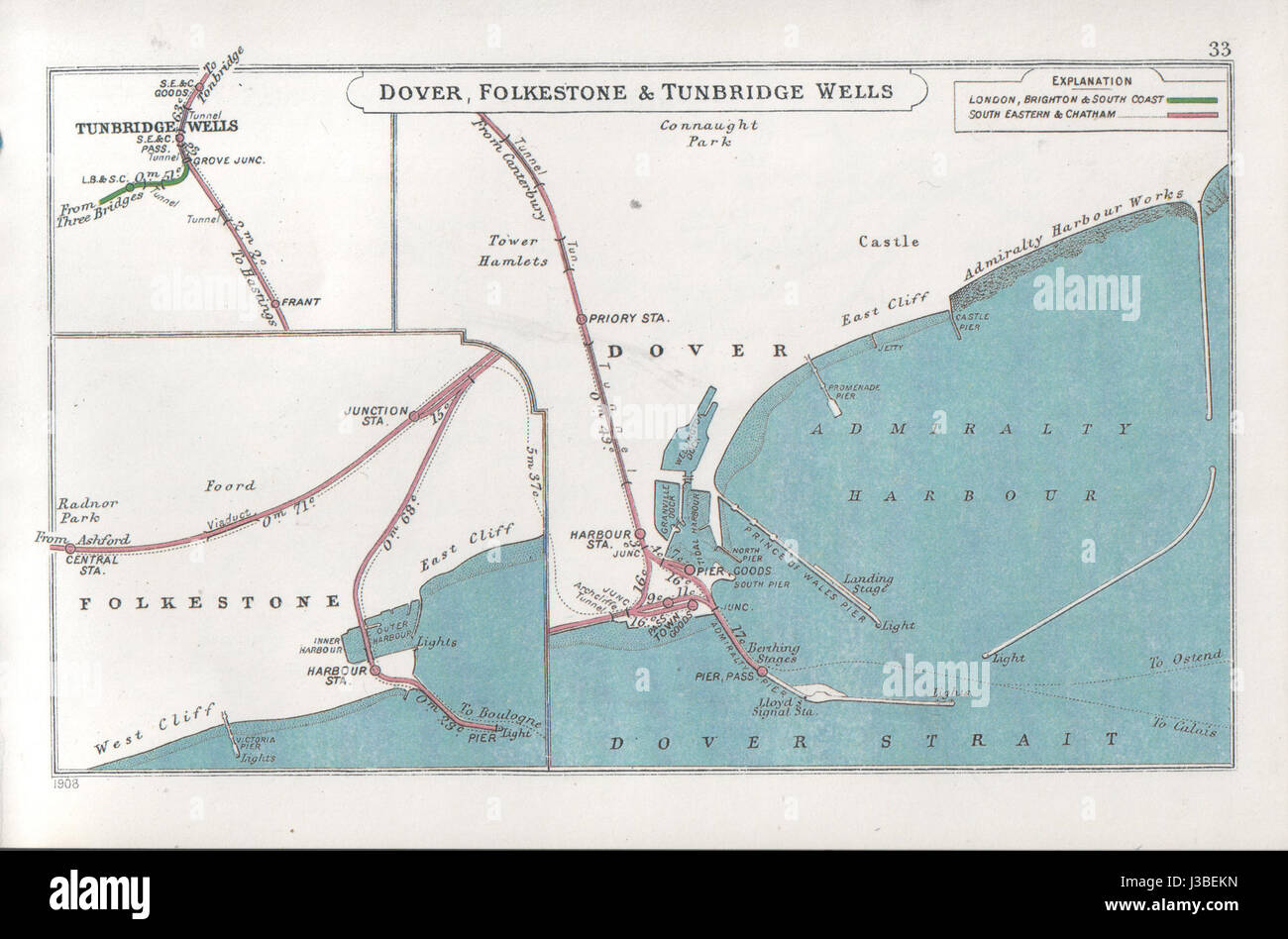 Folkestone map hi-res stock photography and images - Alamy