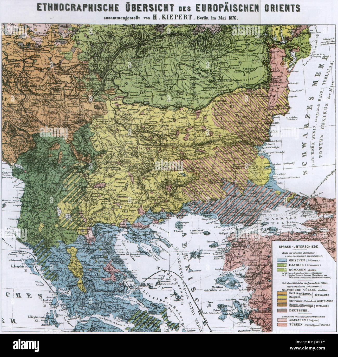 The ethnic map of the Balkans from 1882 shows the distribution of ...