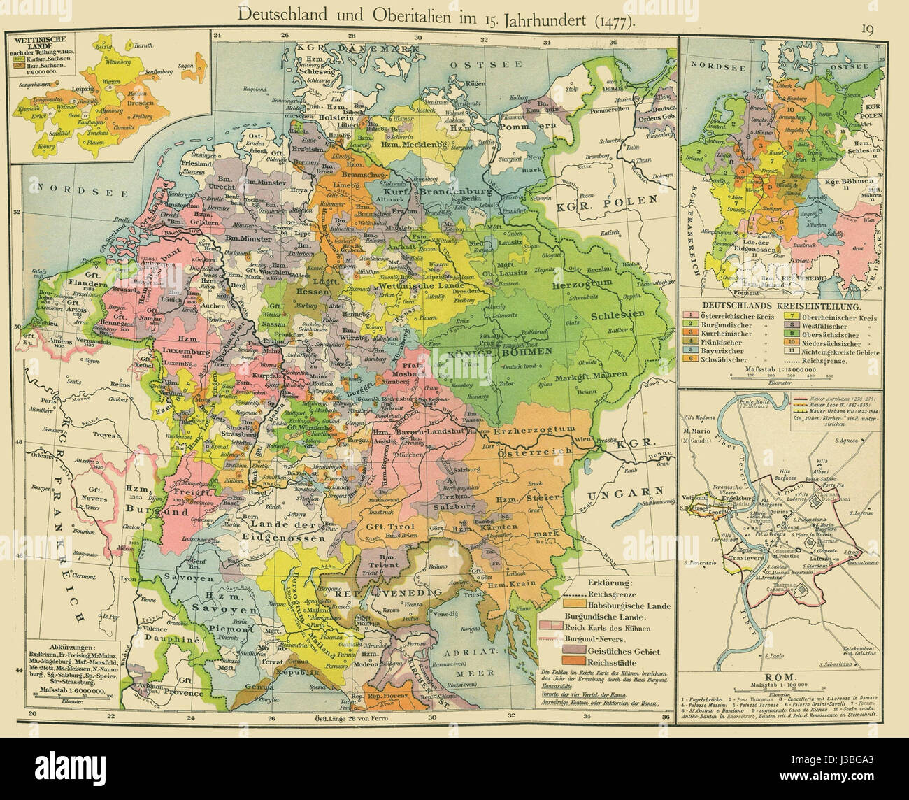 The historical map 'Deutschl & Oberitalien 1477' illustrates the ...