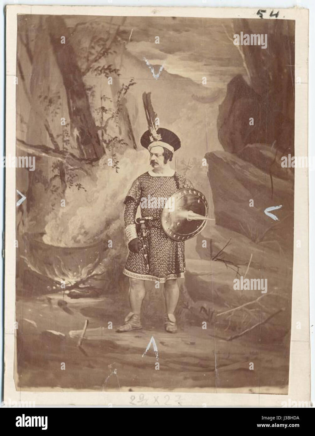 A portrait or representation of Edwin Forrest in the role of Macbeth ...