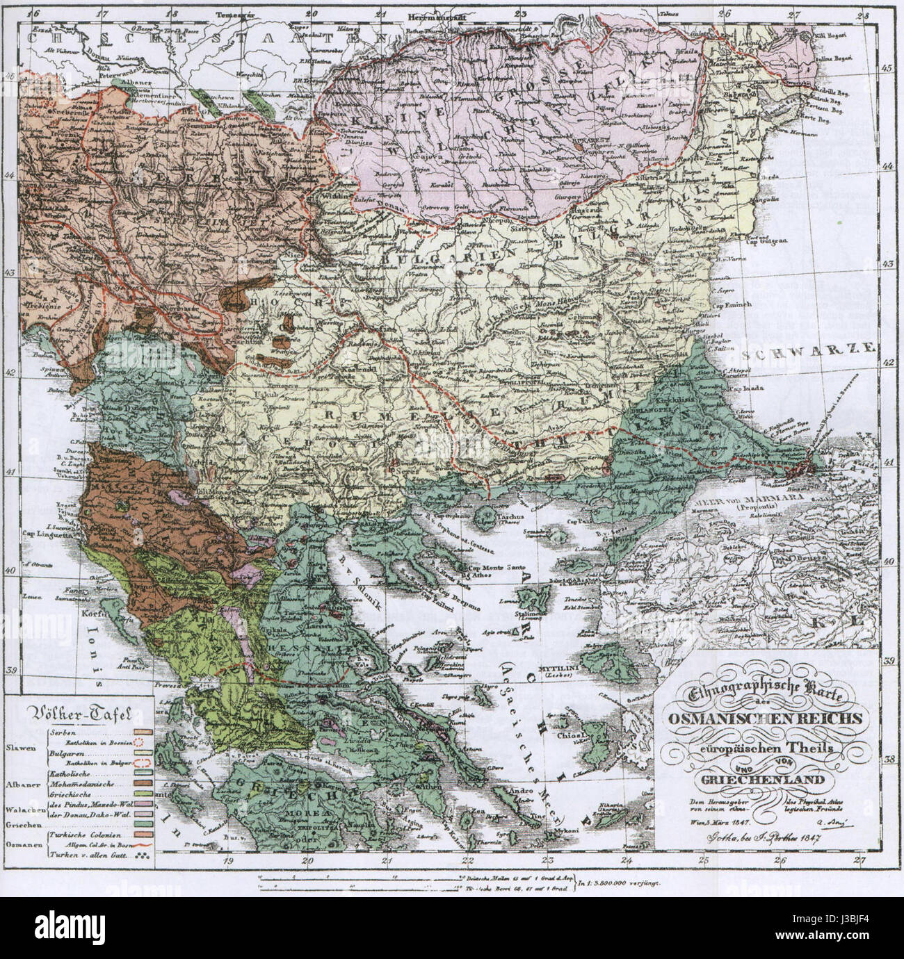 Ami Boué's 1847 ethnographic map provides a detailed representation of ...
