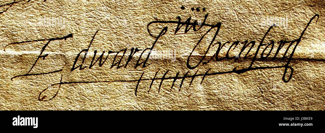 Edward de Vere Earl of Oxford Signature Stock Photo - Alamy