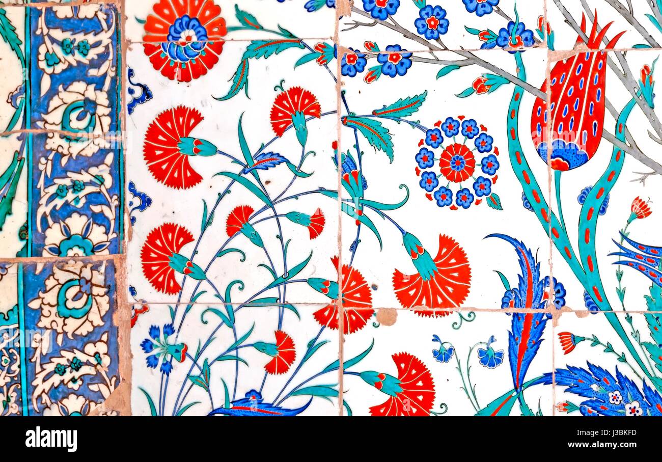 Ancient Ottoman patterned tile composition Stock Photo - Alamy