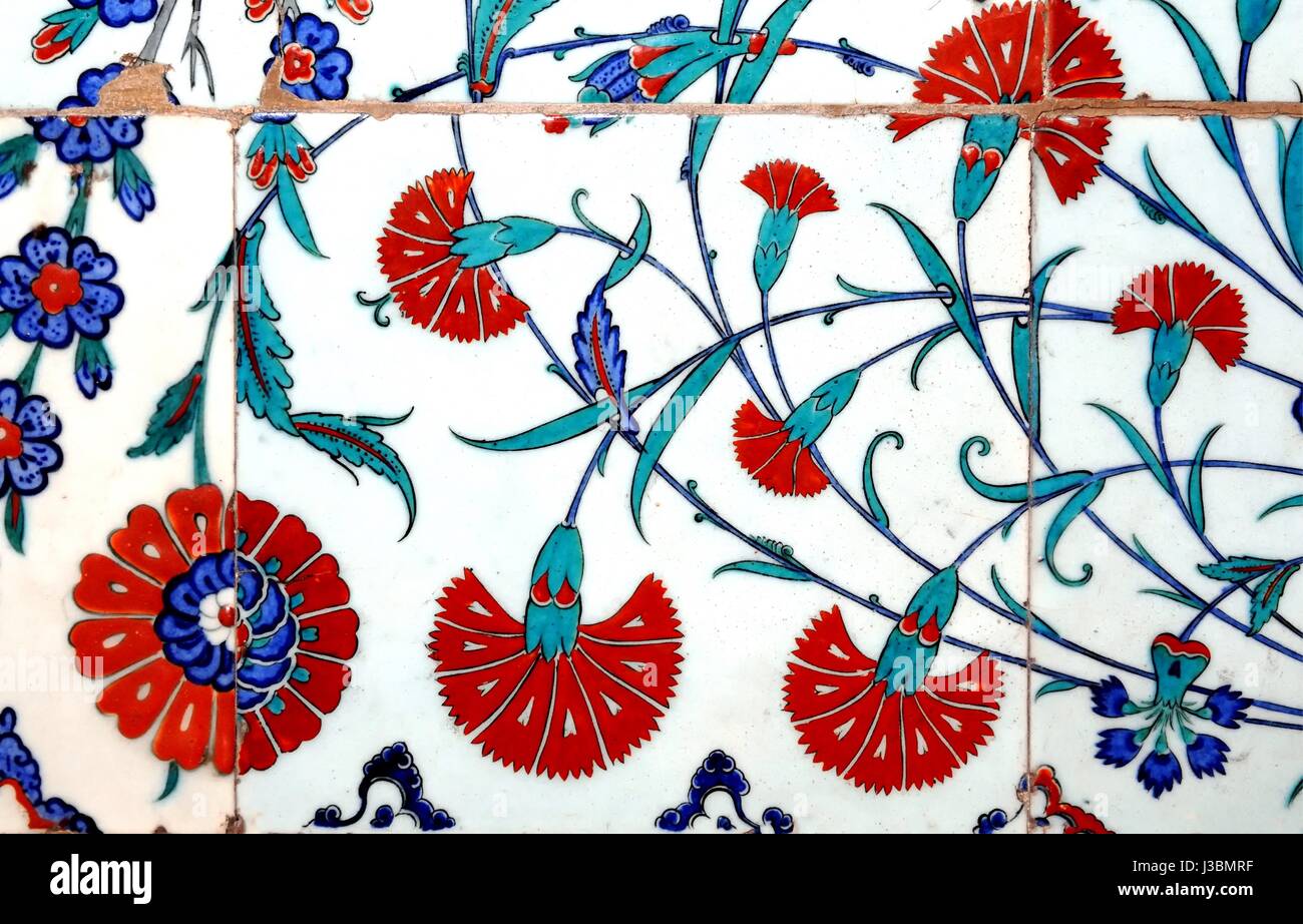 Ancient Ottoman patterned tile composition Stock Photo - Alamy