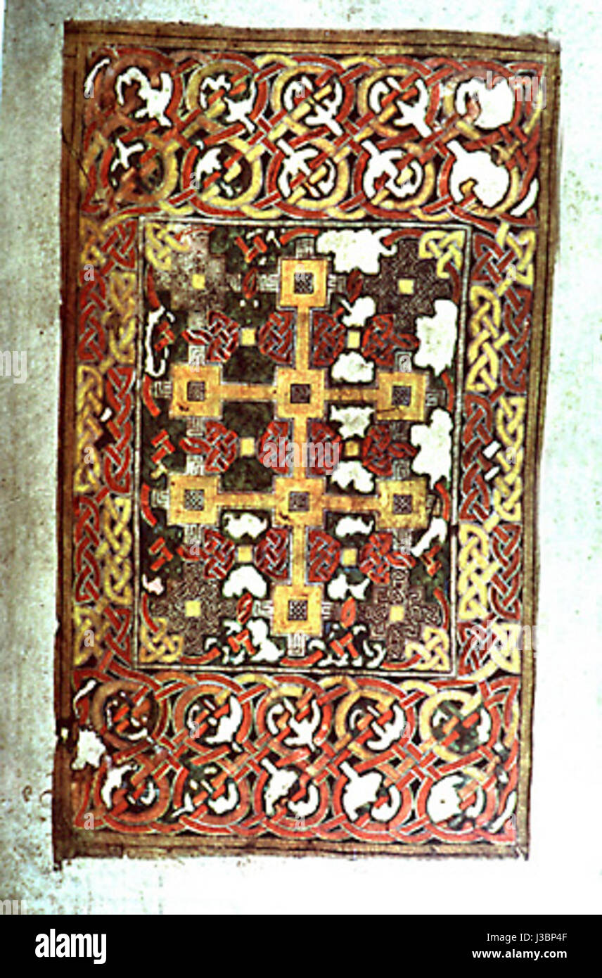 The Durrow Folio 001v is a part of the Book of Durrow, an illuminated ...