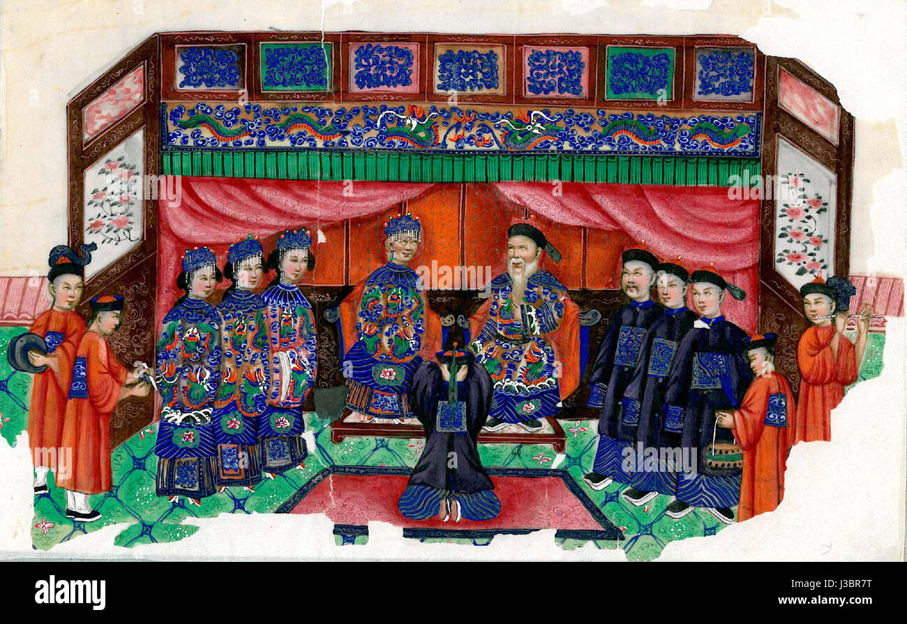 This image offers a glimpse into everyday life in old China, depicting ...