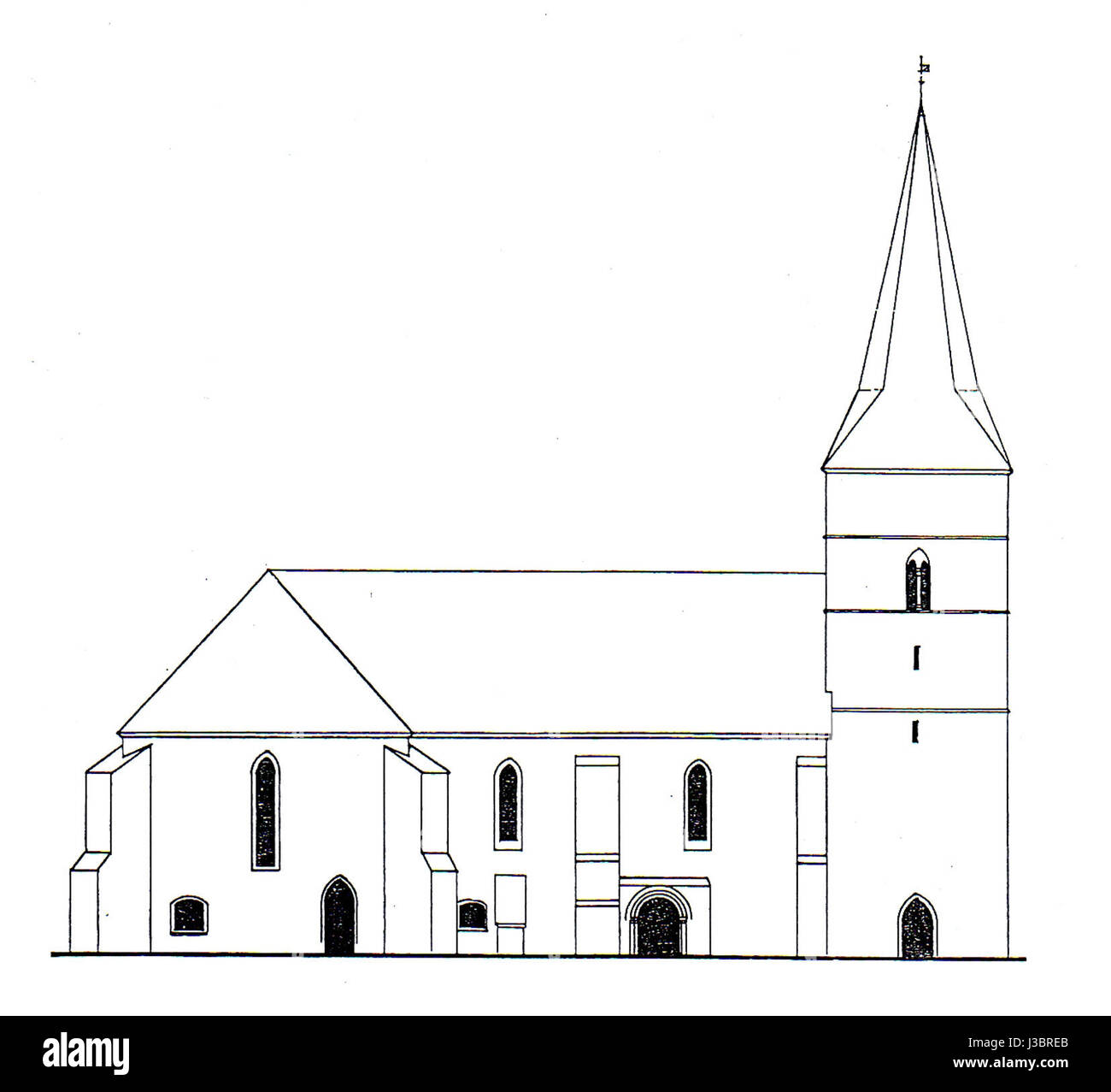 A 1907 photograph of the northern side of Marienkirche in Dielingen ...