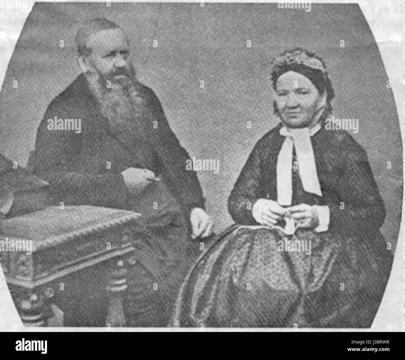A portrait of Ehepaar Gobat, a married couple, with a focus on the ...