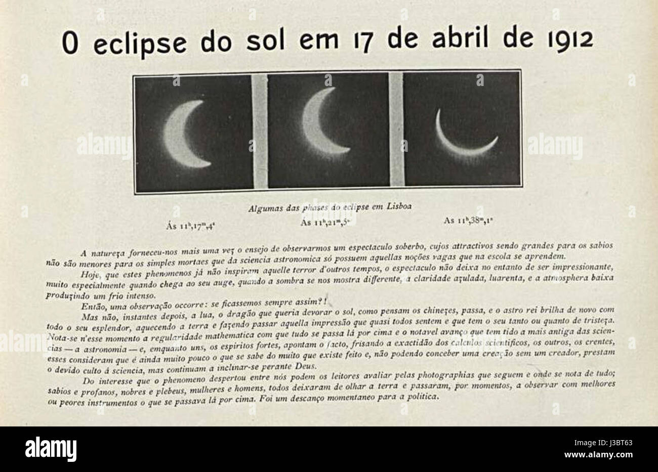 The eclipse observed on May 1, 1912, between Brazil and Portugal was a ...