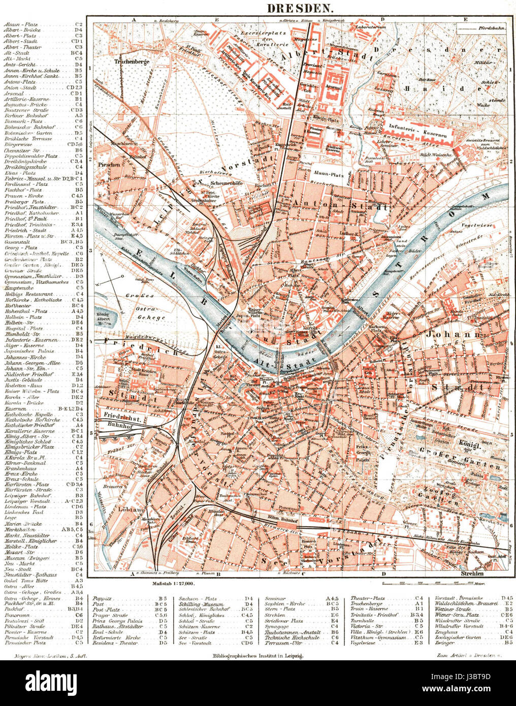 Dresden Map 1895 Stock Photo - Alamy