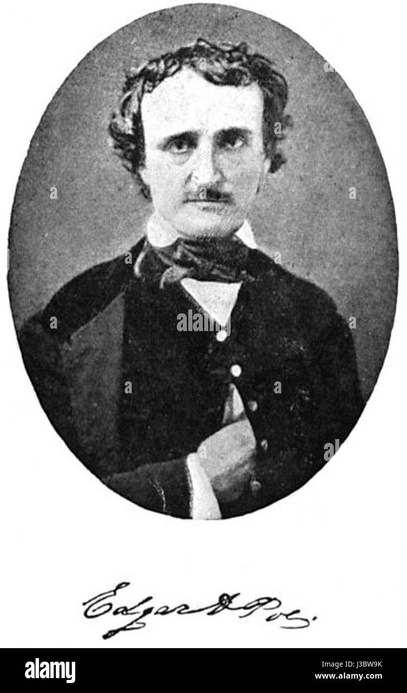 A photograph and signature of Edgar Allan Poe, a renowned American ...