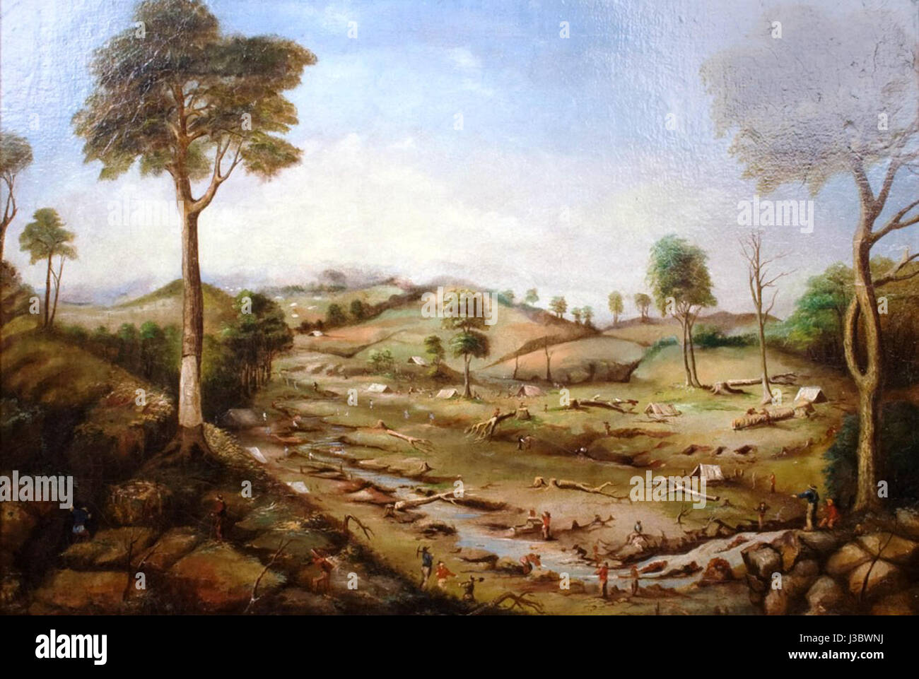 'Digging for Gold' (1880) by Edwin Stocqueler is an artwork depicting ...