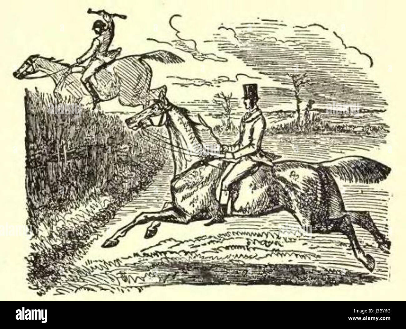 An illustration from a manual on equitation, focusing on horse-riding ...