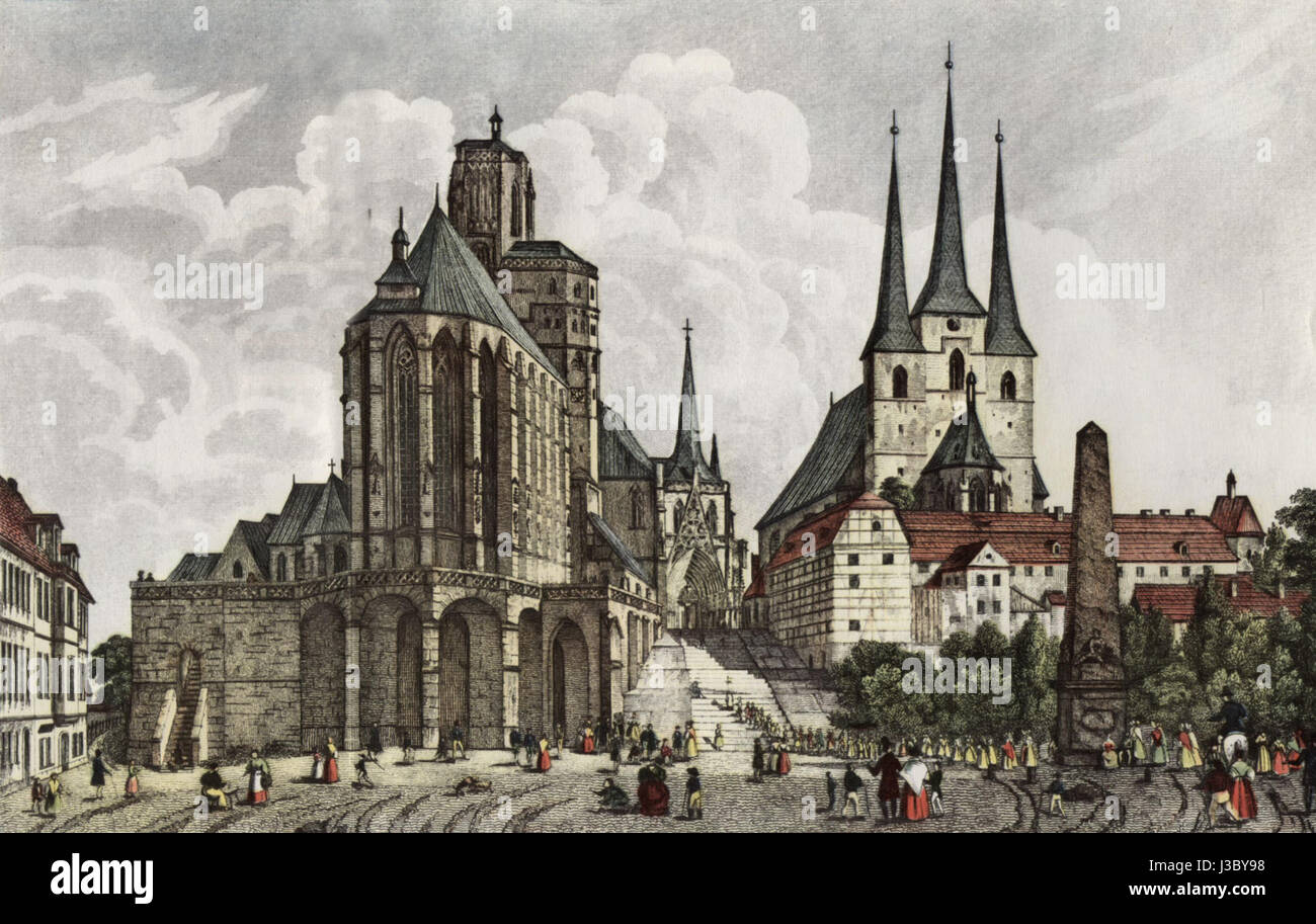 Erfurt 1840 Domplatz Prozession Stock Photo - Alamy