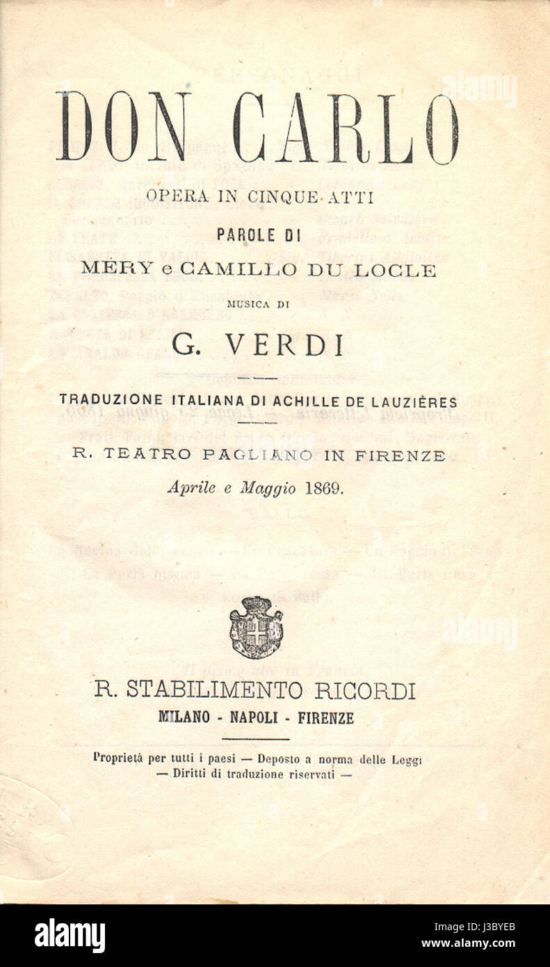 This poster for *Don Carlo*, an opera by Giuseppe Verdi, features ...