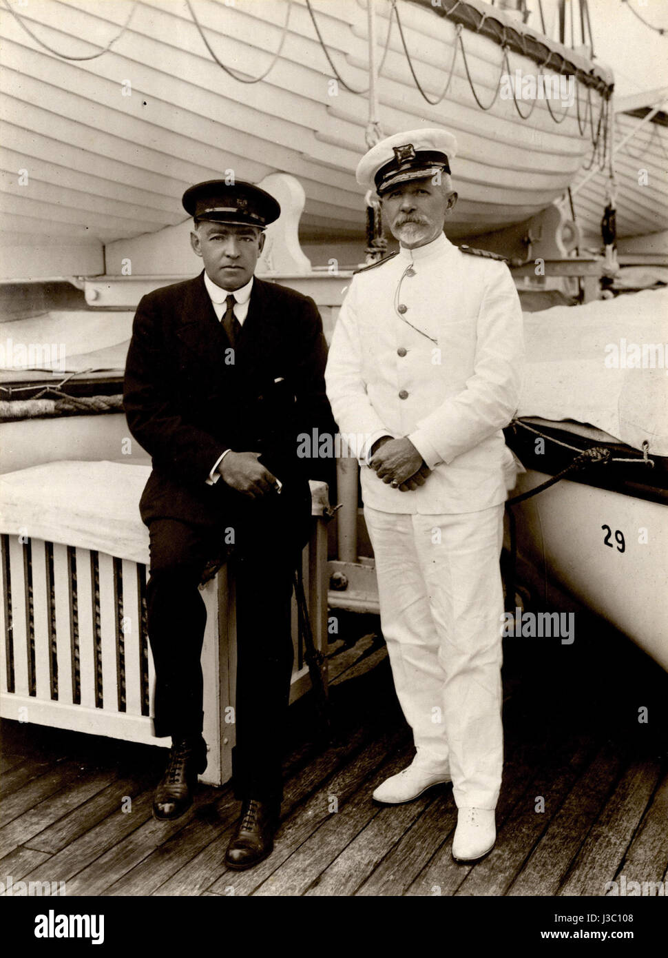 Ernest Shackleton with Captain Dix on S.S. Andes, 1922 Stock Photo - Alamy