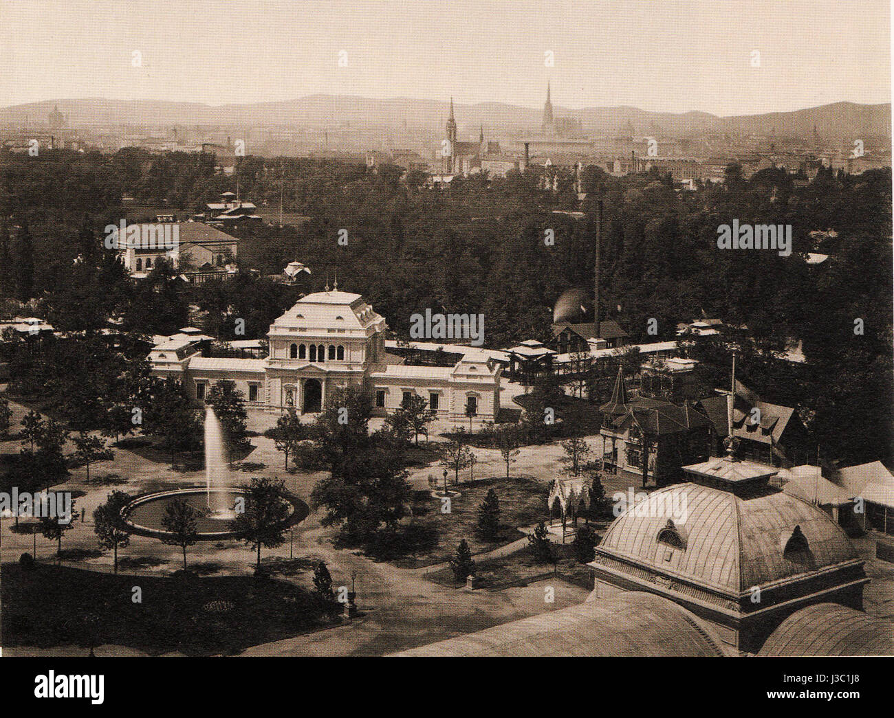 This refers to a bird's eye view of the area around the 1873 World Expo ...