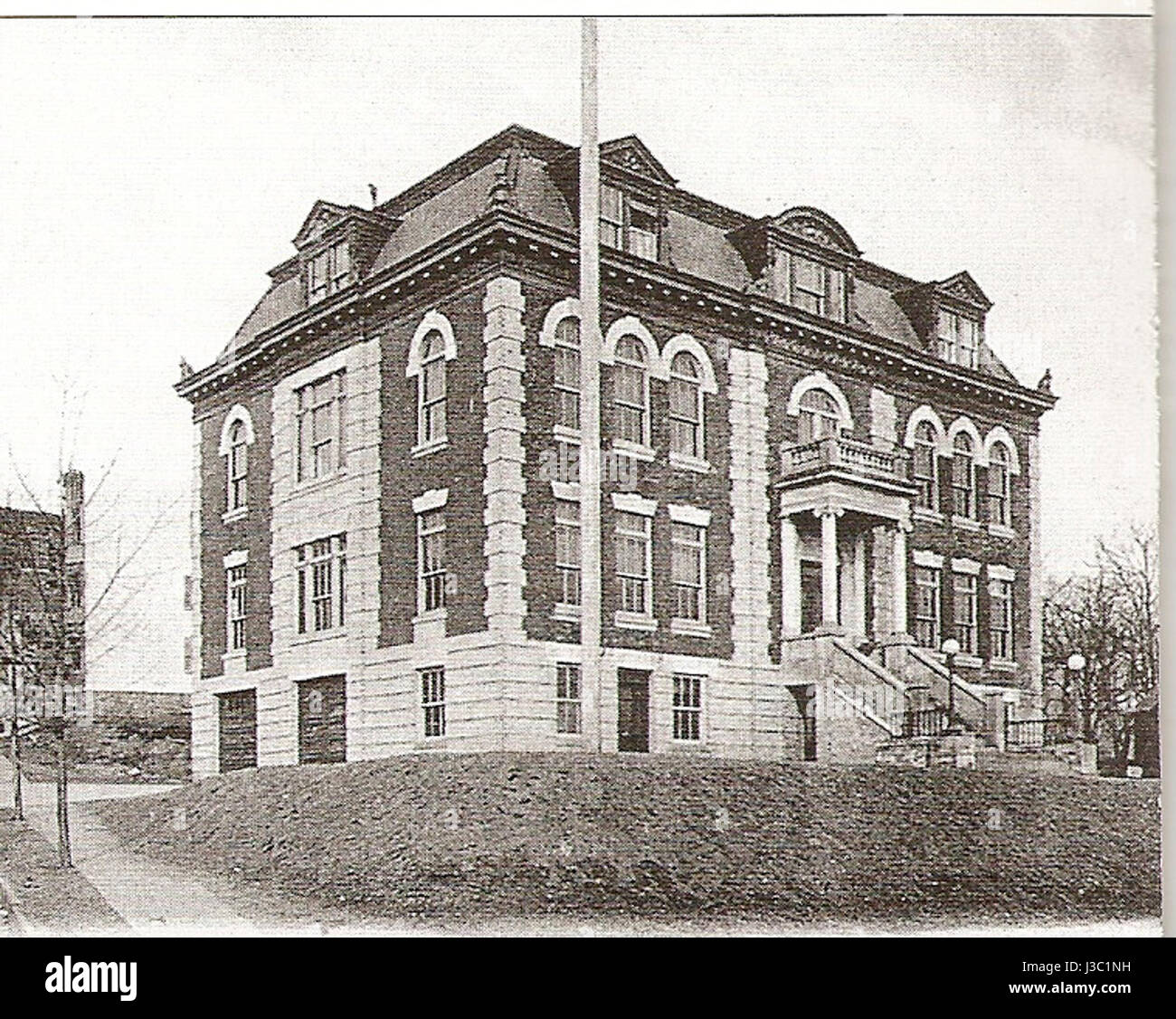 A postcard featuring the Edgewater Borough Hall, a civic building ...