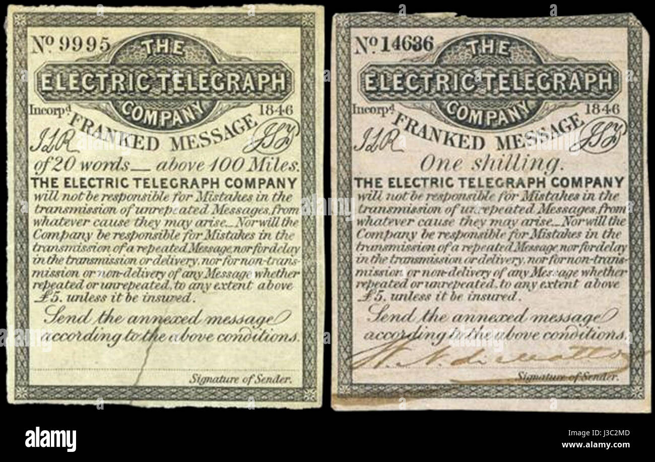 Electric Telegraph Company stamps 1854 Stock Photo - Alamy