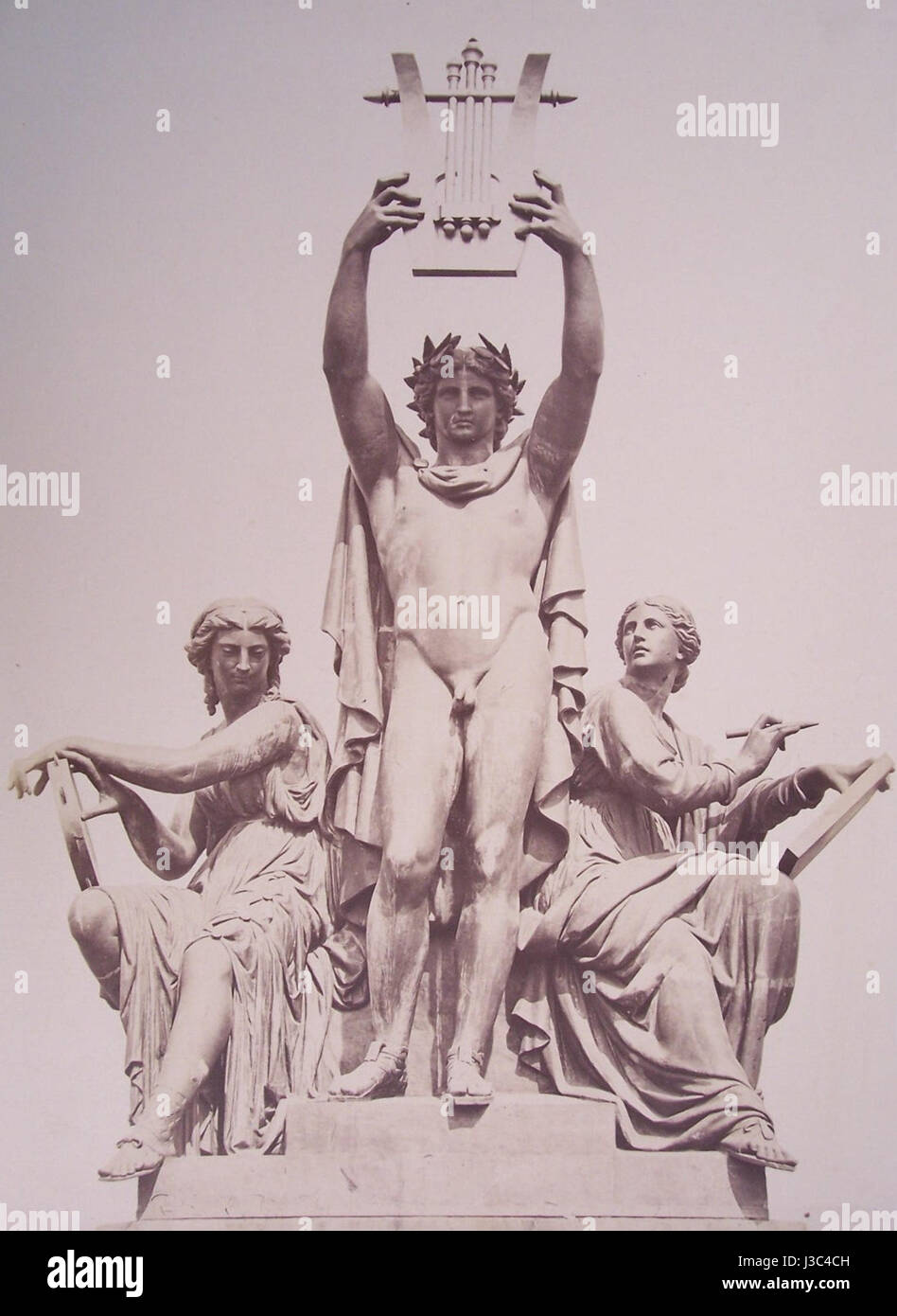 The decorative statue of Apollon by Durandelle represents classical ...
