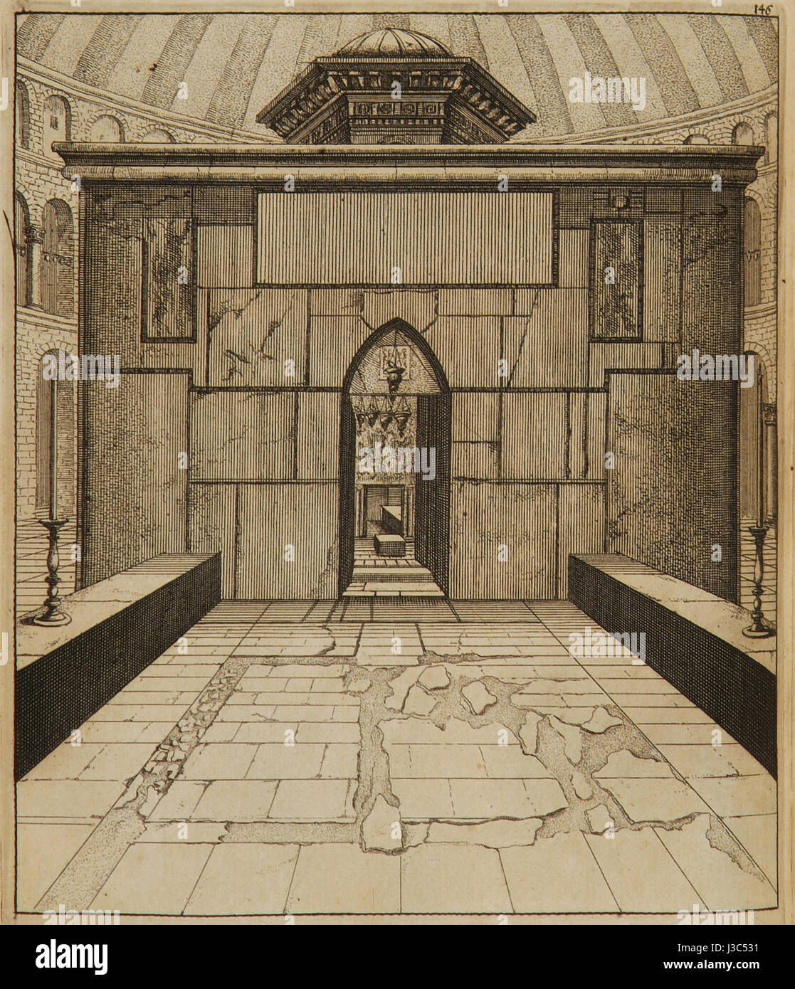 This artwork by Cornelis De Bruyn depicts the entrance to the Church of ...