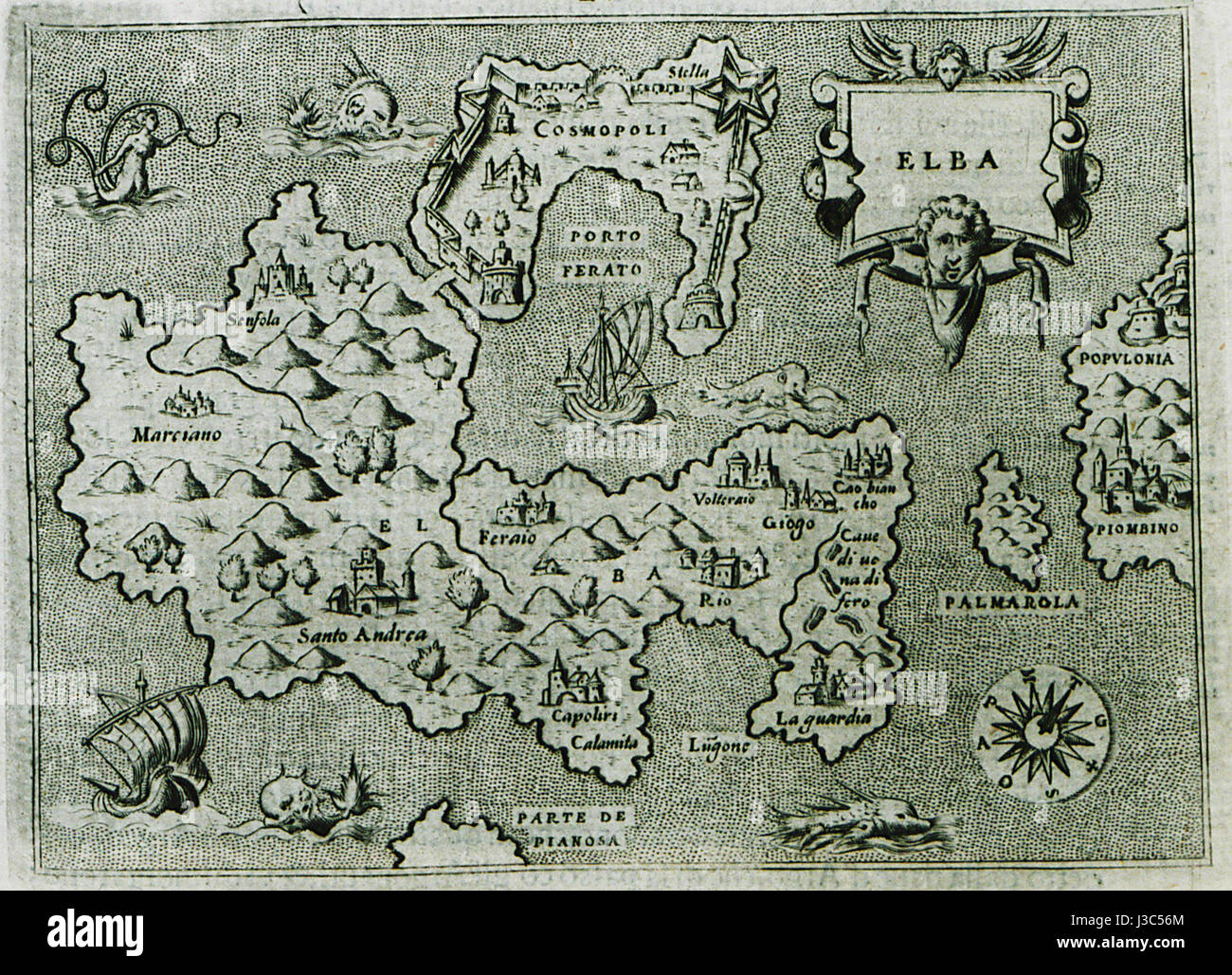 Vintage elba map hi-res stock photography and images - Alamy