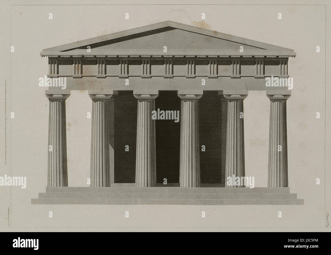 William Wilkins' 1807 elevation drawing of a temple, illustrating ...