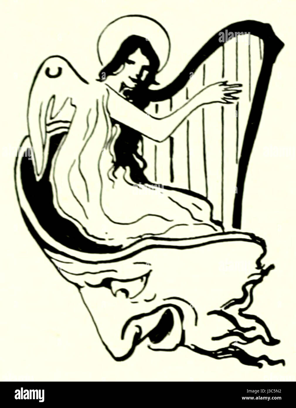 Angel with harp hi-res stock photography and images - Alamy