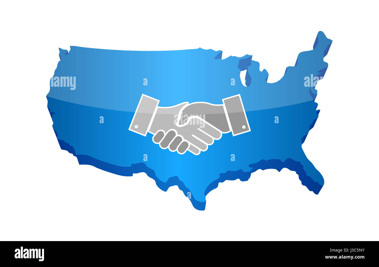 us map handshake concept illustration design graphic Stock Photo - Alamy