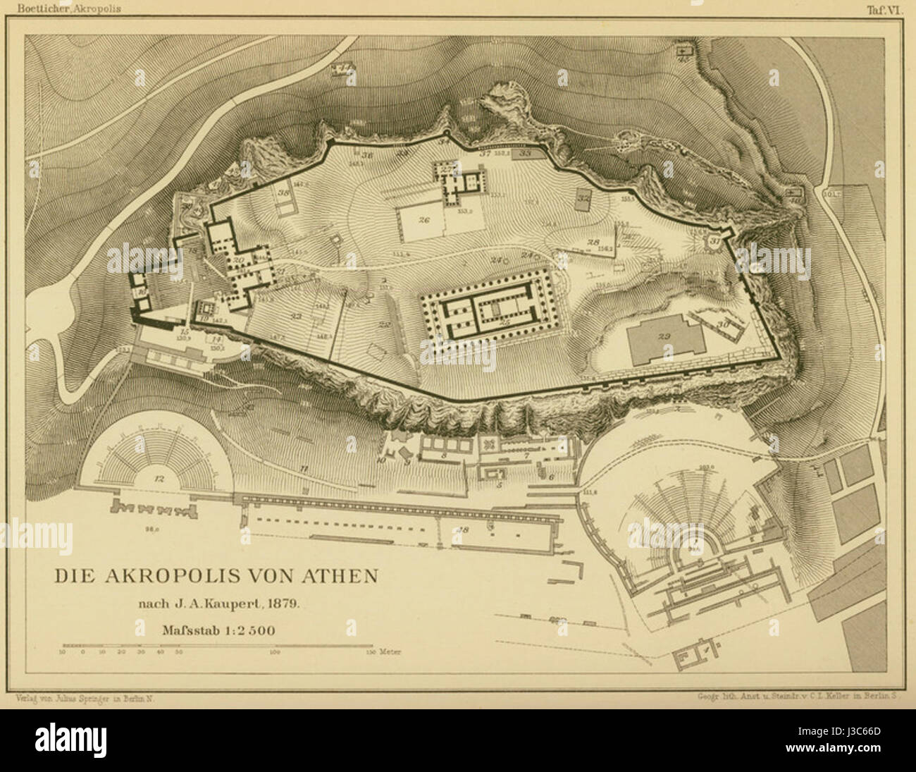 'Die Akropolis von Athen' by Adolf Boetticher, painted in 1888, depicts ...