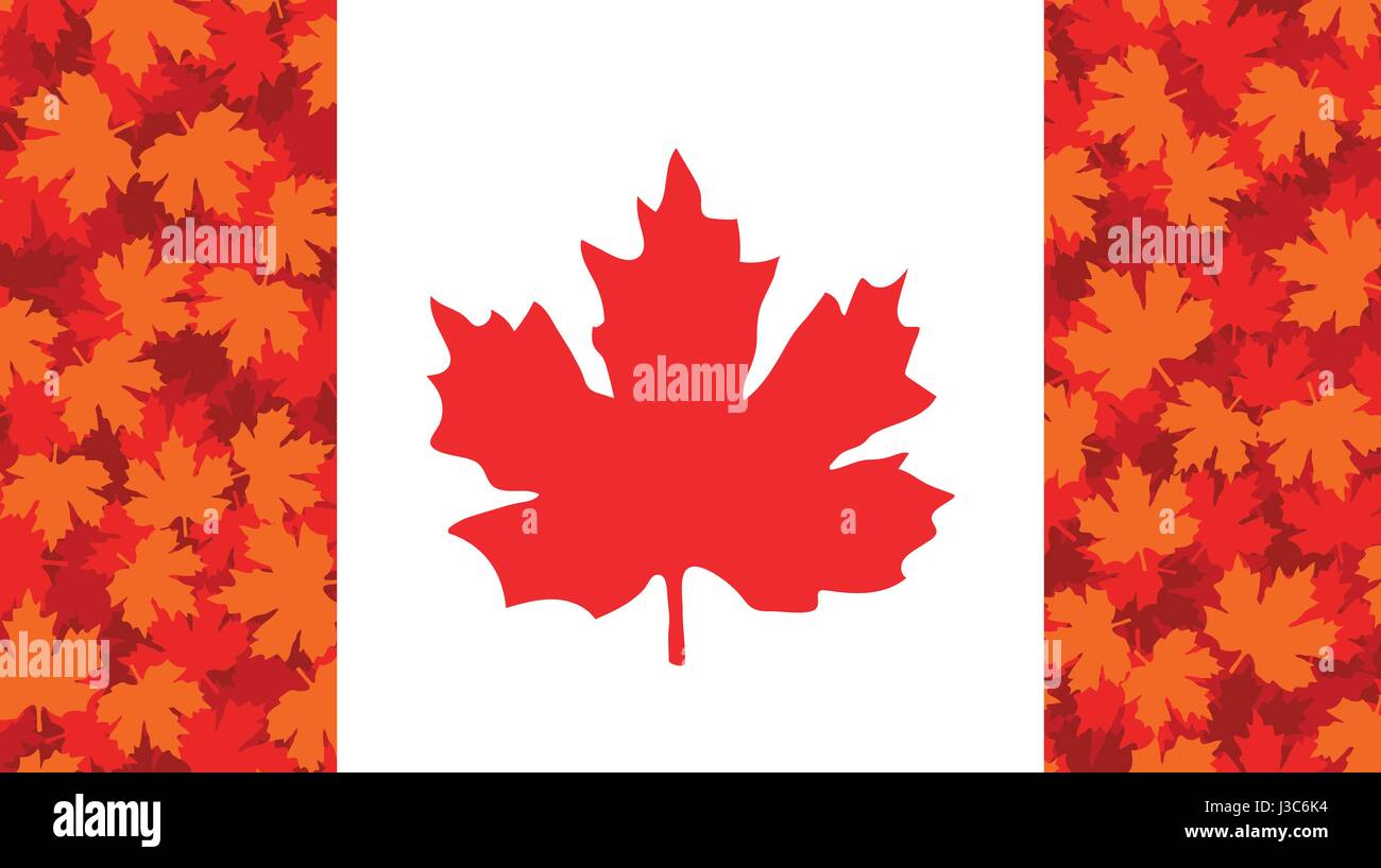 Vector hand drawn illustration, Canada flag. Side red fields filled ...