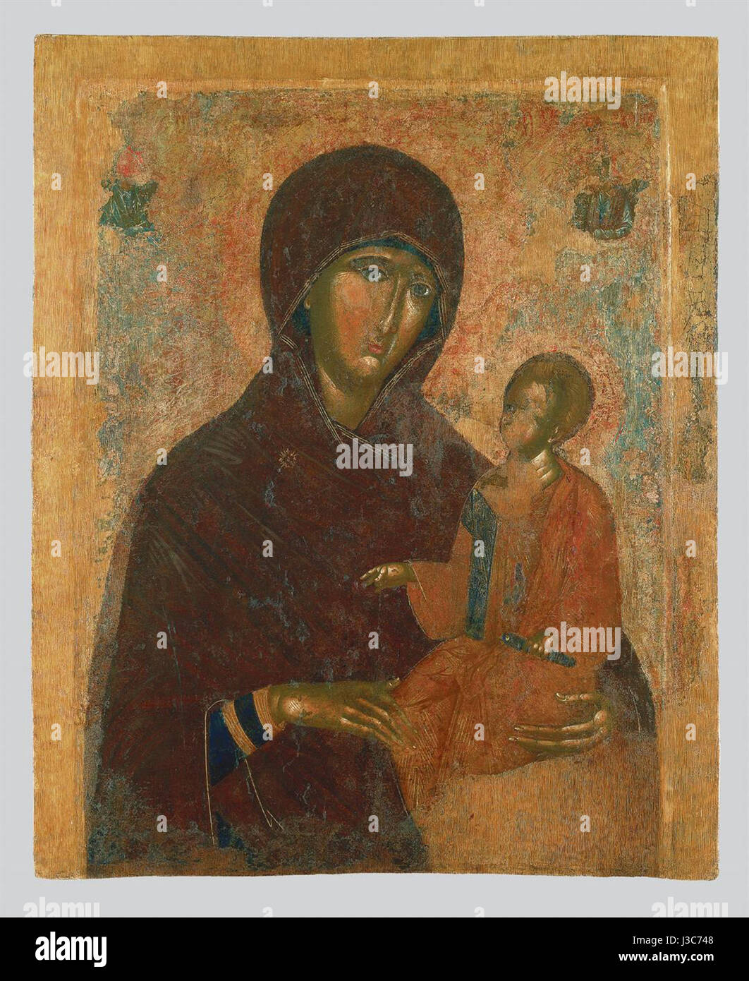 This 14th-century Byzantine icon features depictions of the Crucifixion ...