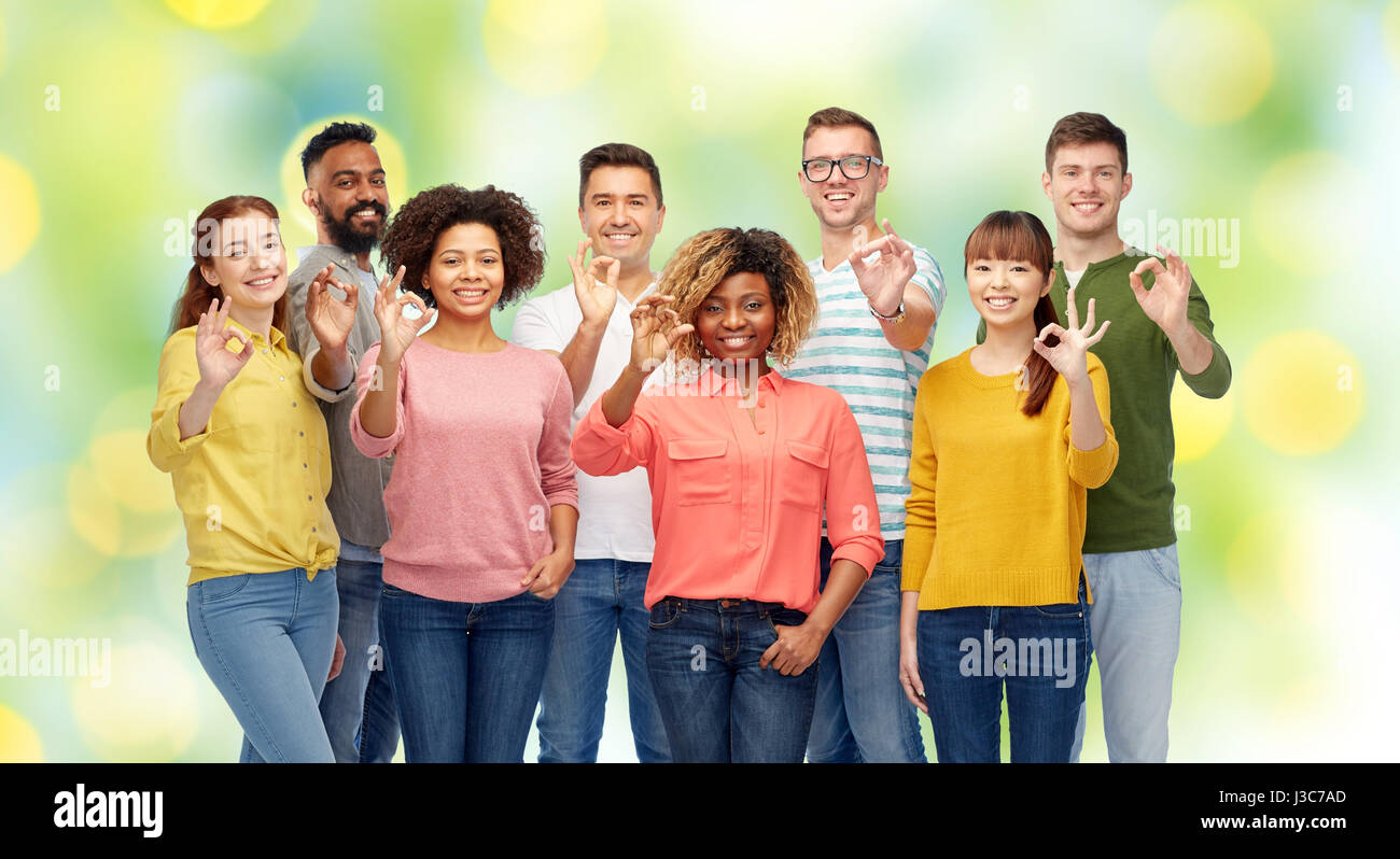international group of happy people showing ok Stock Photo - Alamy