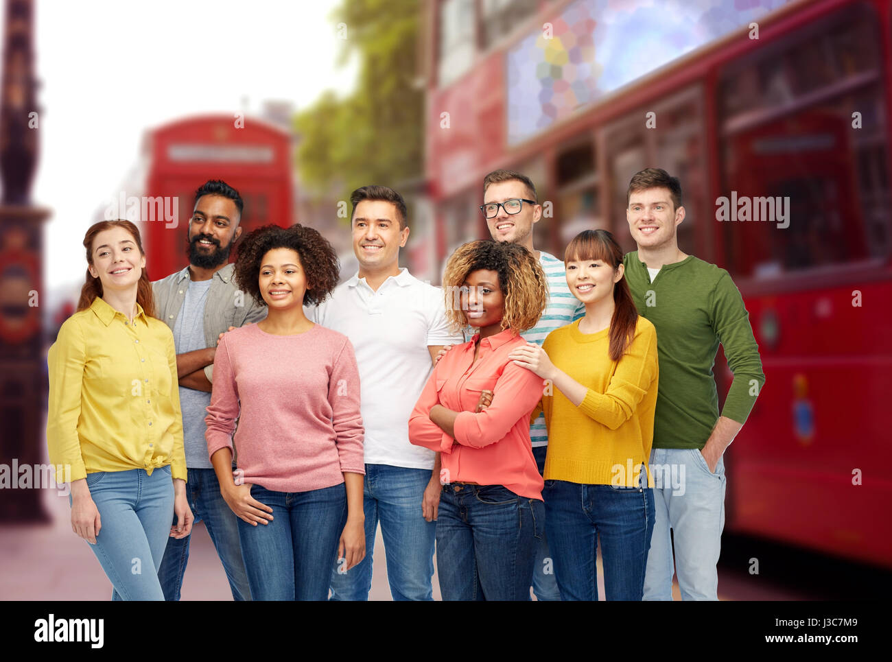 international group of people over london city Stock Photo - Alamy
