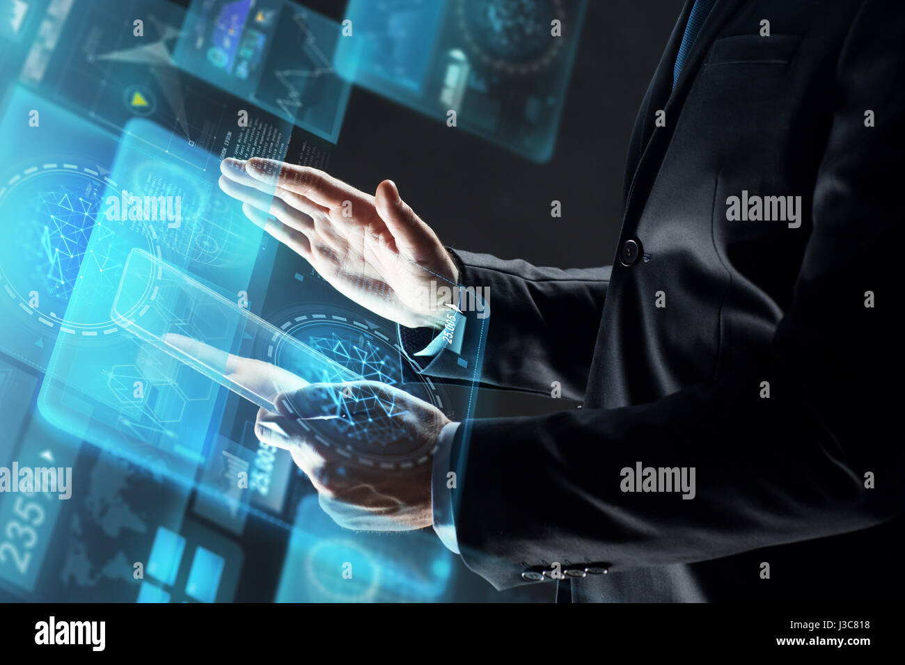 close up of businessman with transparent tablet pc Stock Photo - Alamy