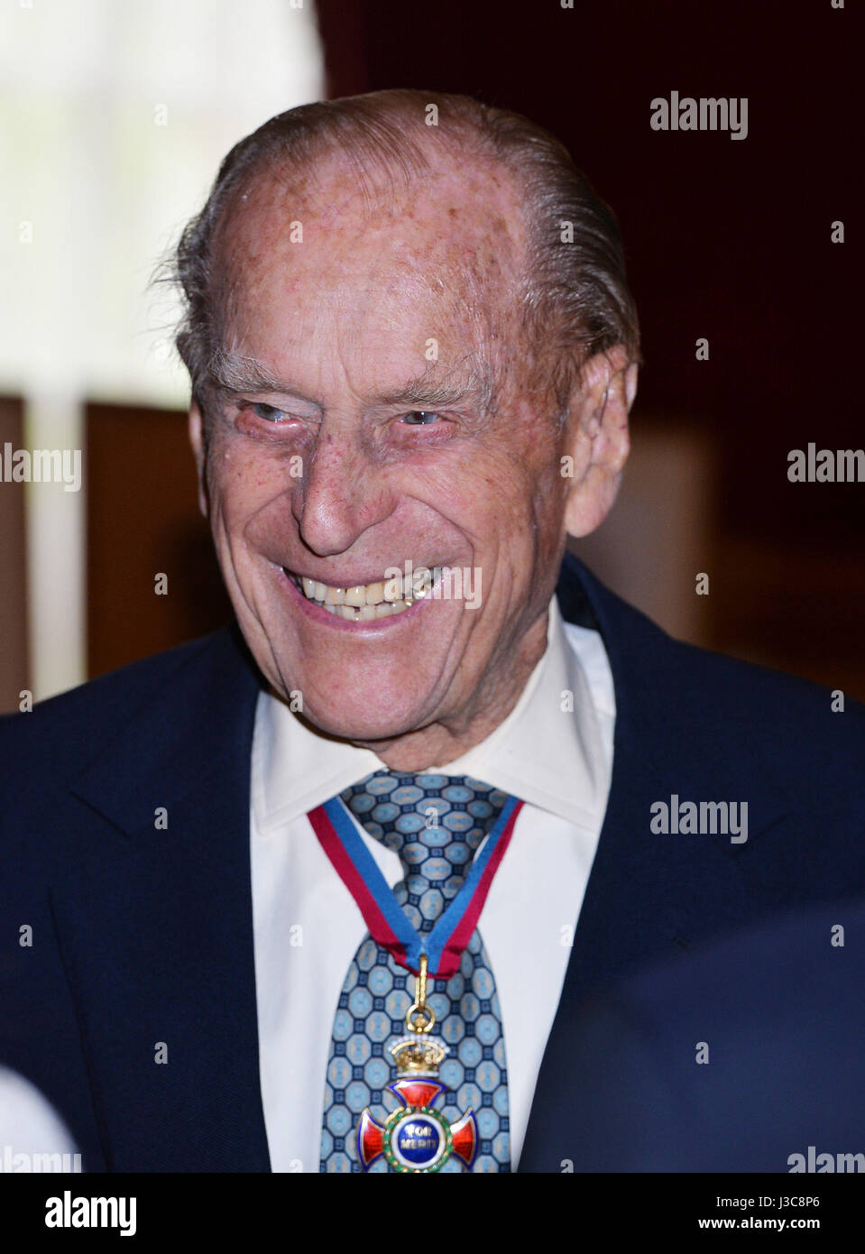 The Duke of Edinburgh speaking to guests after attending the Order of ...