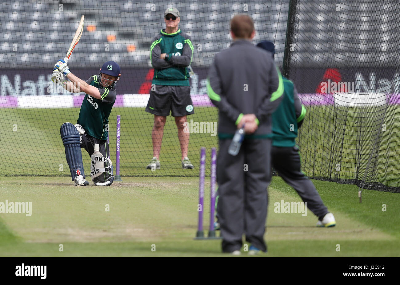 Ireland's Ed Joyce bats during a nets session at The Brightside Ground ...