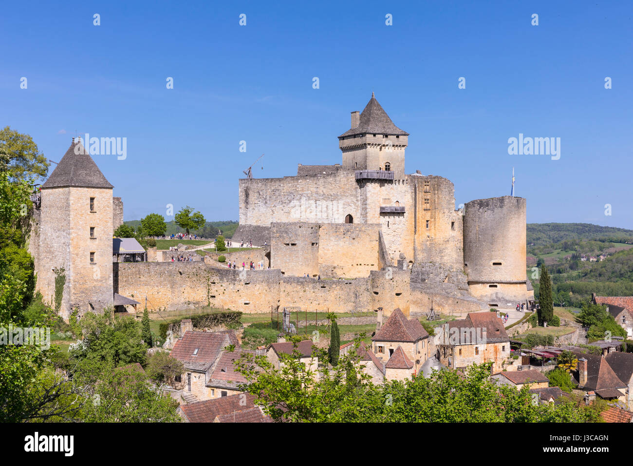 view of Chateau de Castelnaud, medieval fortress at Castelnaud la ...