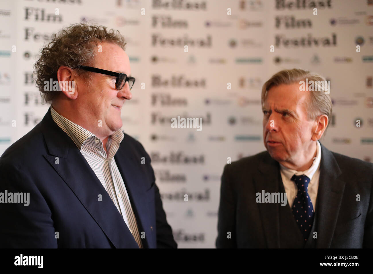Colm Meaney (left) and Timothy Spall are interviewed before the UK ...