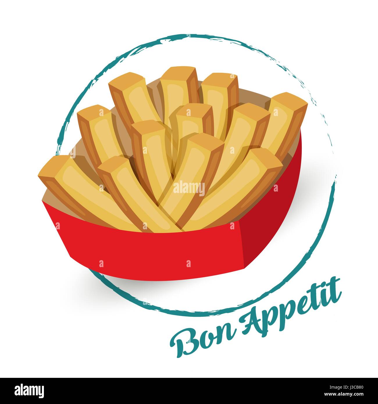 Potatoes with a sign Bon appetit vector illustration. Isolated white ...