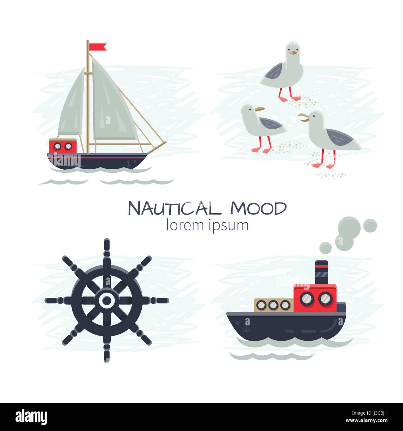 Set of Nautical Vector Pictures. Isolated on white. Handy grouped ...