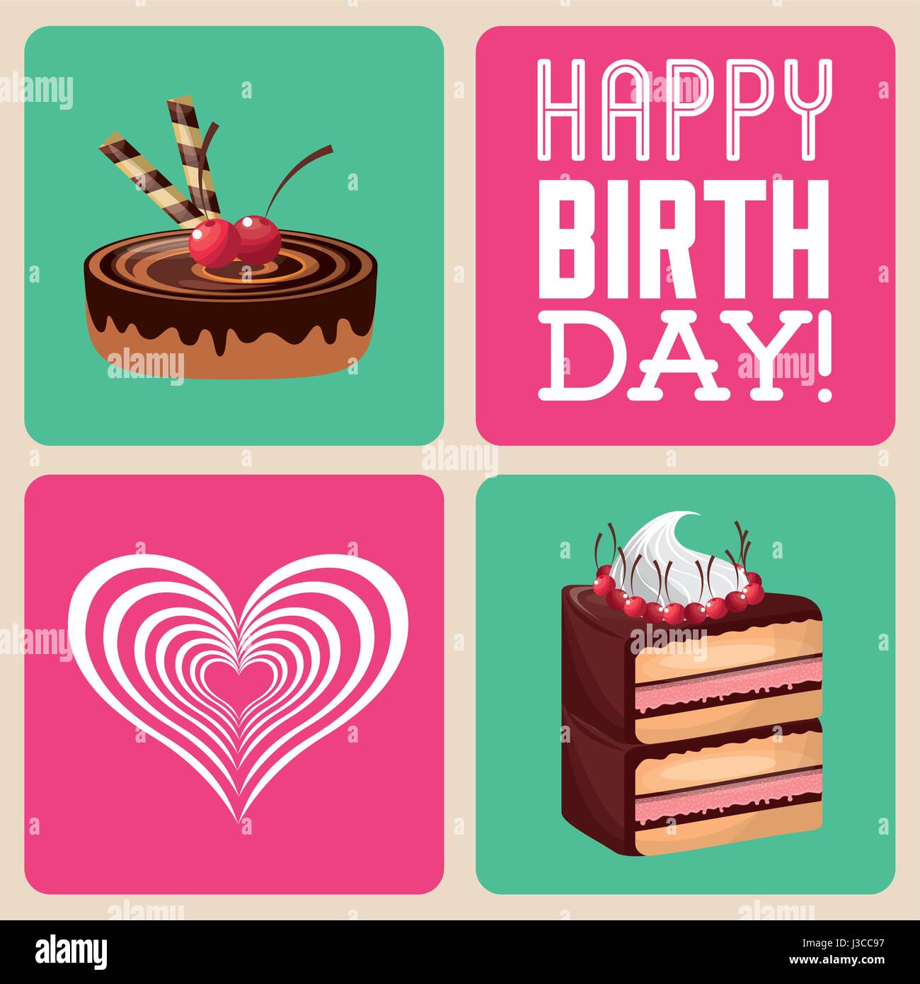 happy birthday sweet dessert celebration Stock Vector Image & Art - Alamy