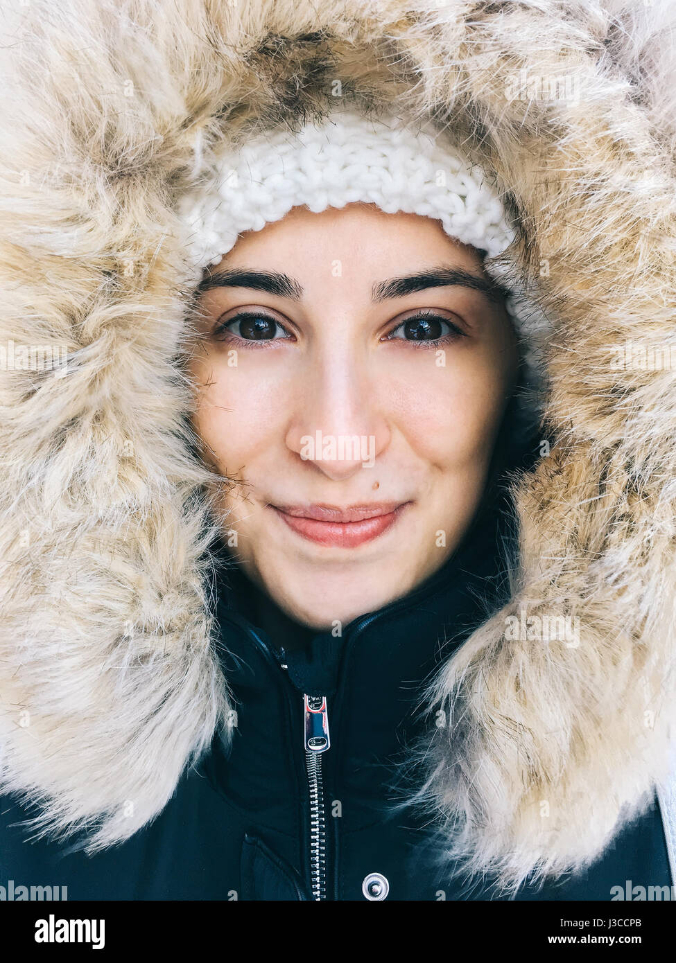 Pretty Girl Portrait In Winter Clothes Stock Photo - Alamy